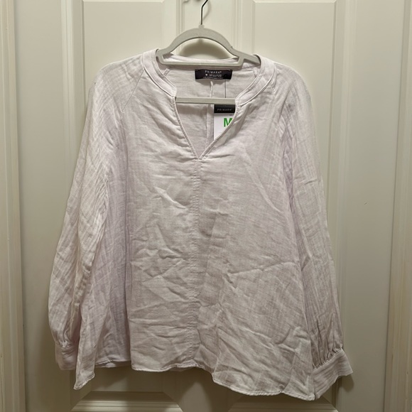Primark | Tops | Nwt Primark White Popover Shirt With Button Sleeves ...